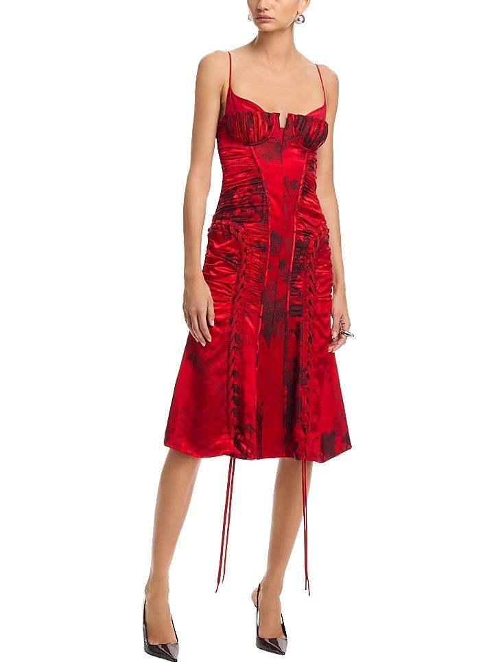 ALEXANDER MCQUEEN ALEXANDER MCQUEEN Floral Jacquard Ruched Midi Dress